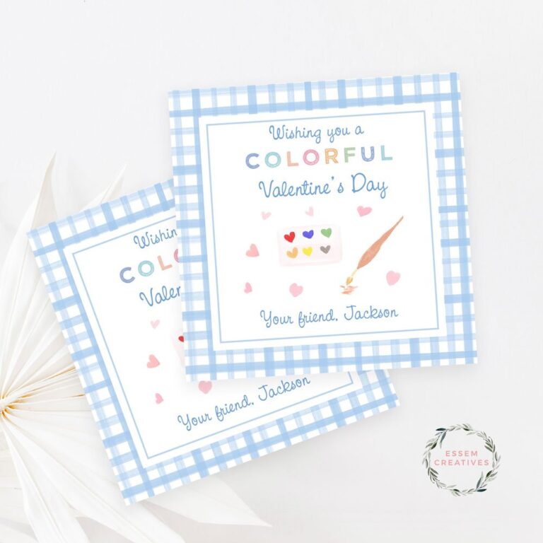 Printable Paint Valentine Tag, Kids Valentines Gift Tags, PreSchool ...