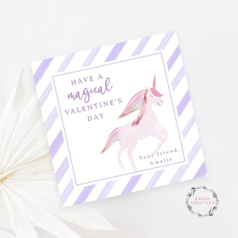 Printable Unicorn Valentine Tag, Unicorn Valentines Day Card for kids ...