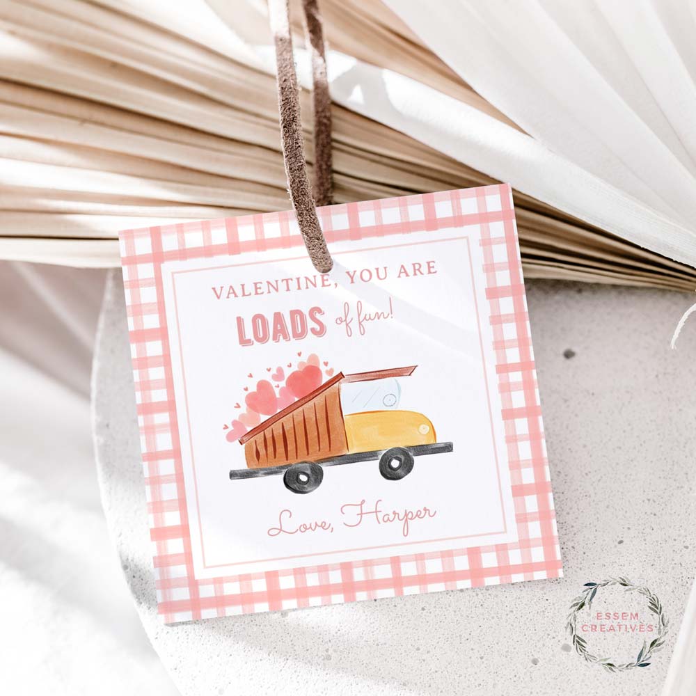 Printable Valentines Gift Tag for Kids, Truck Construction Valentine ...