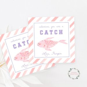 Printable Valentines Gift Tag for Kids, You're a great catch fish ...