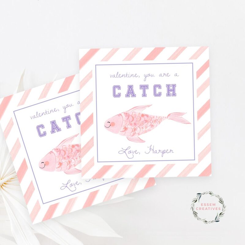 Printable Valentines Gift Tag for Kids, You're a great catch fish ...