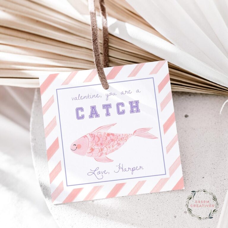 Printable Valentines Gift Tag for Kids, You're a great catch fish ...