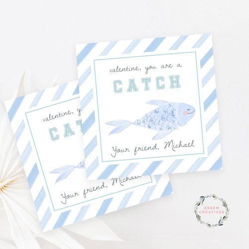 Printable Valentines Gift Tag for Kids, You're a great catch fish ...