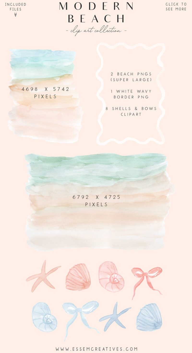 Watercolor Beach Clipart, Summer Elegant Coastal Wedding Invitation ...