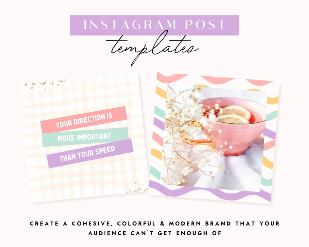 Rainbow Instagram Post Templates Canva, Positive Quotes for Instagram ...