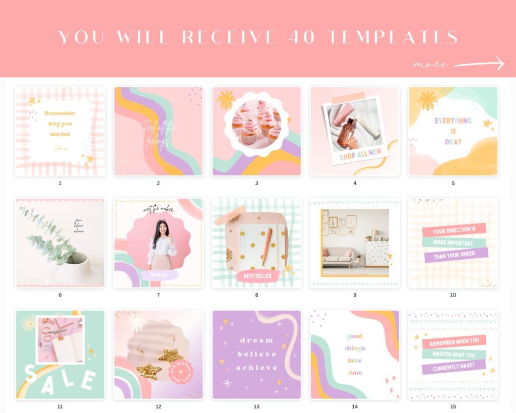 Rainbow Instagram Post Templates Canva, Positive Quotes for Instagram ...