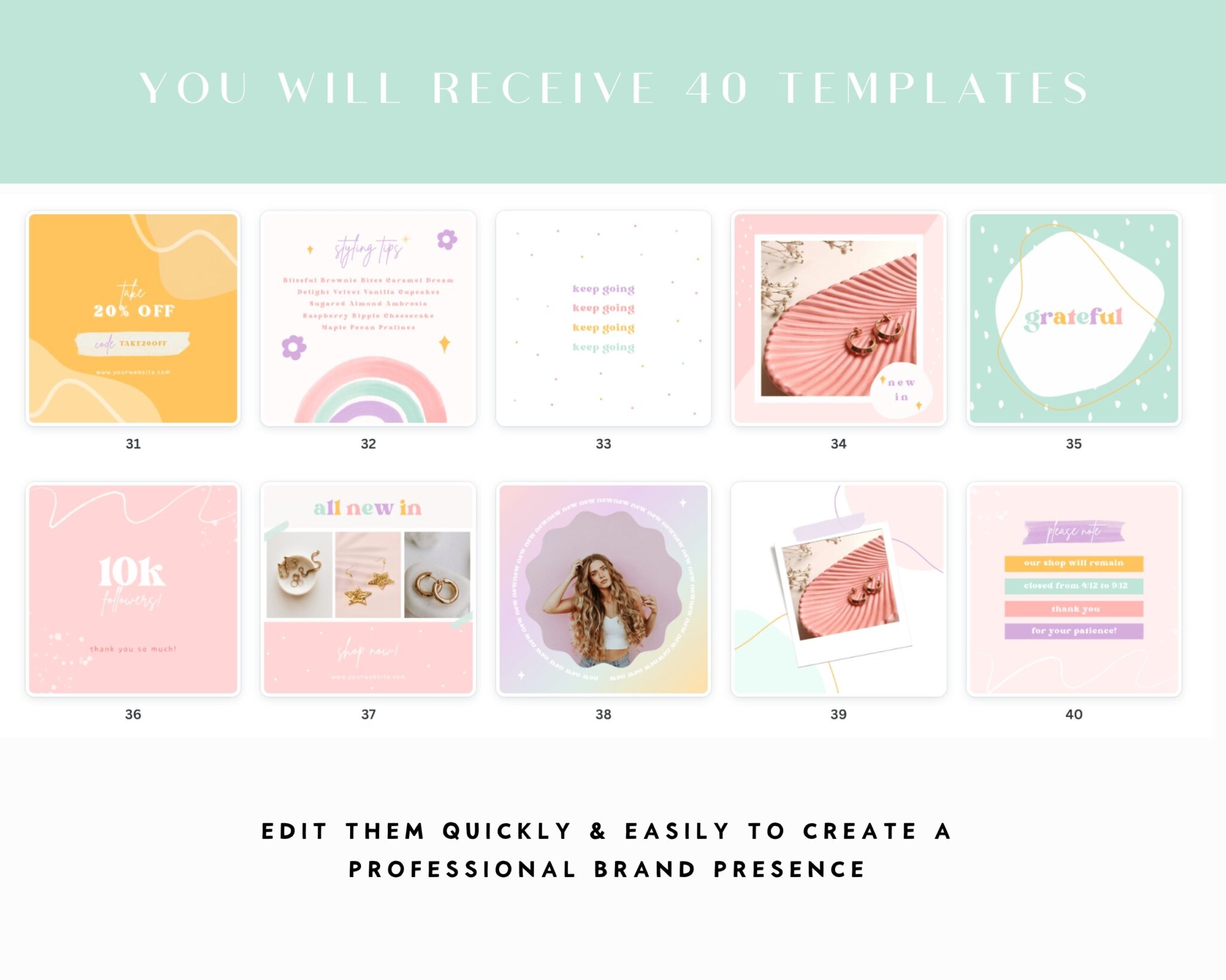 Rainbow Instagram Post Templates Canva, Positive Quotes for Instagram ...