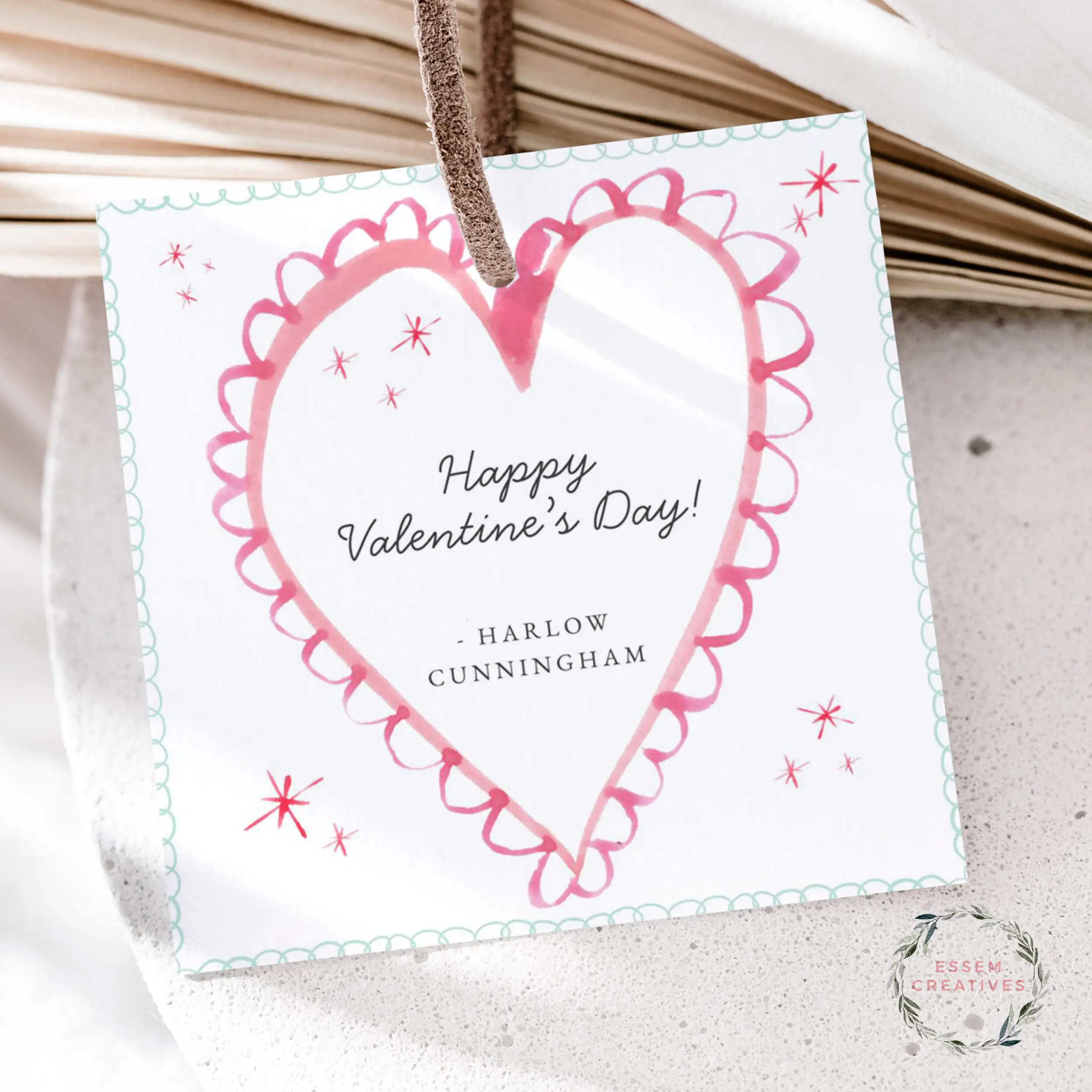 Minimal Whimsical Valentine Gift Tag Template, Editable Hand drawn ...