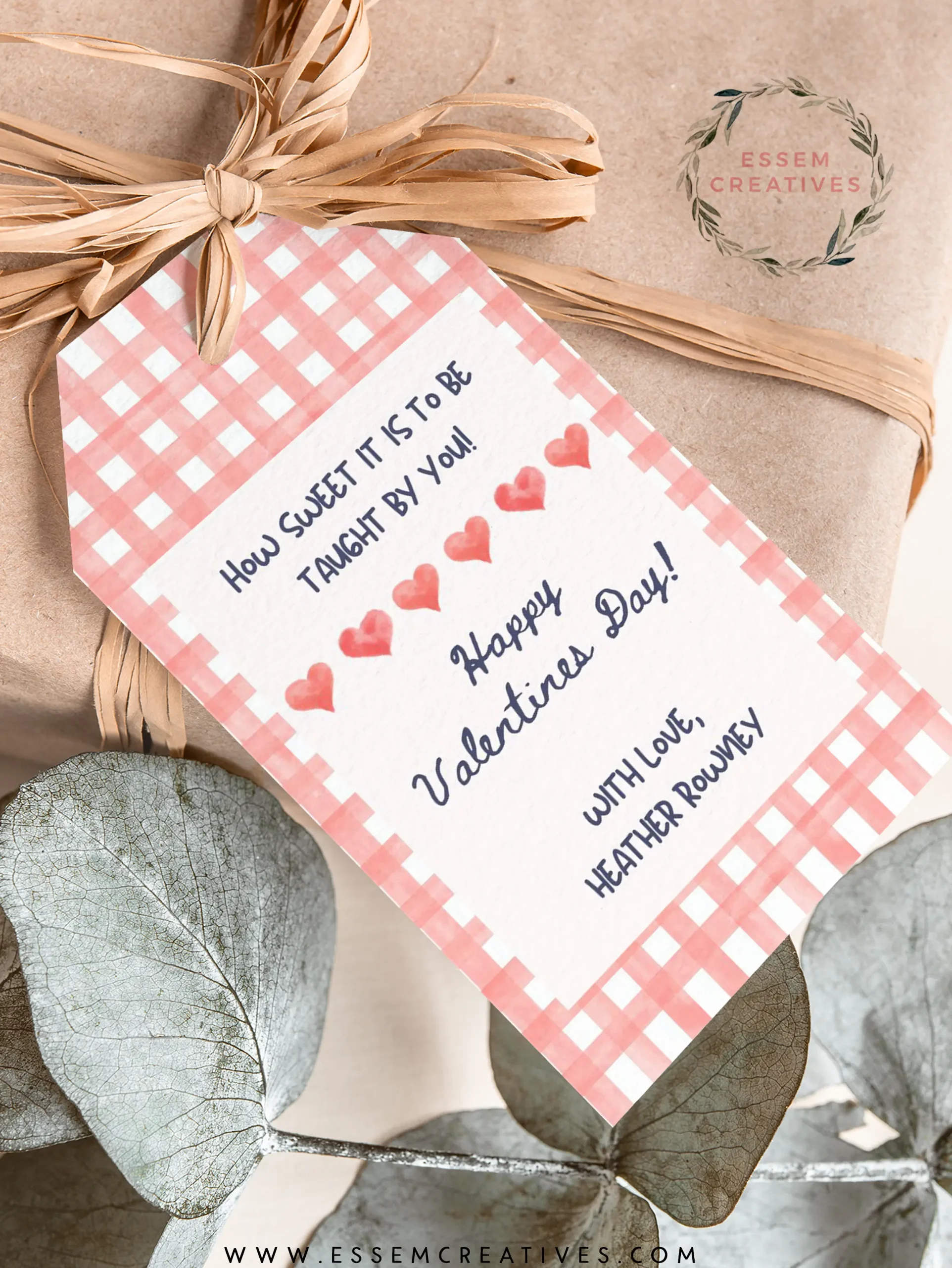 Teacher Valentine Gift Tag Template, Modern Preppy Simple Editable Gift ...