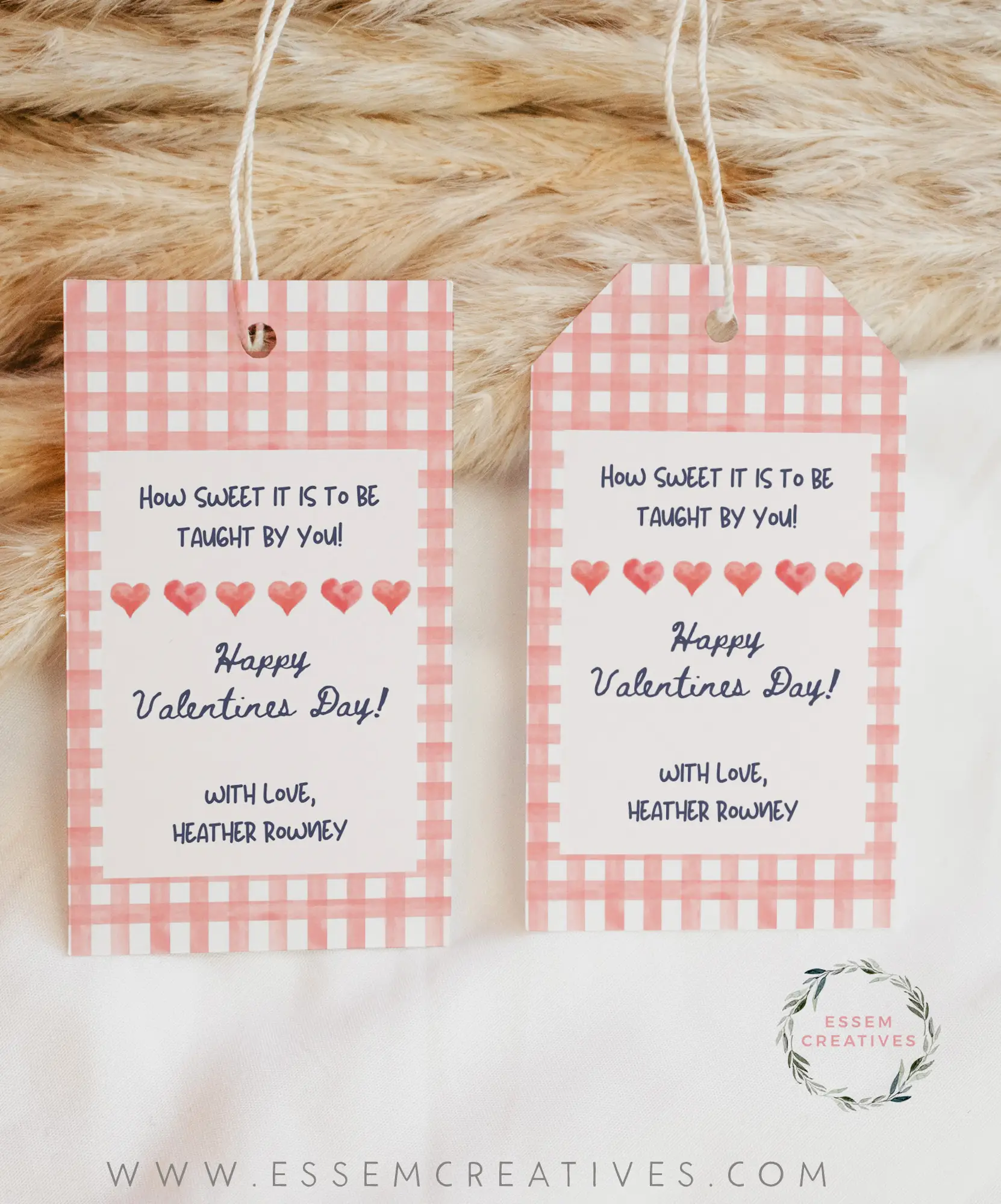 Teacher Valentine Gift Tag Template, Modern Preppy Simple Editable Gift ...